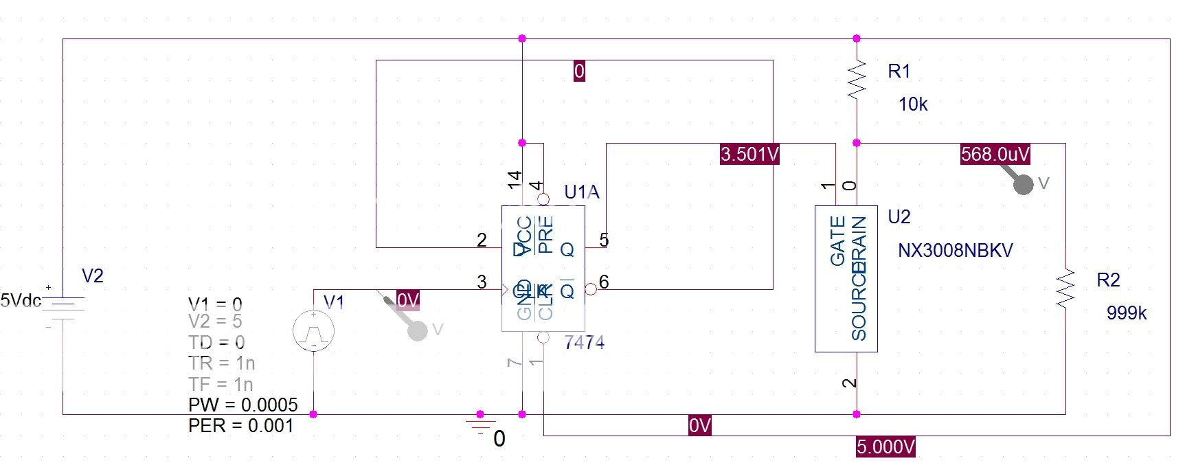 D-Flip-Flop-Frequenzteiler - Simuliert, funktioniert aber nicht auf ...